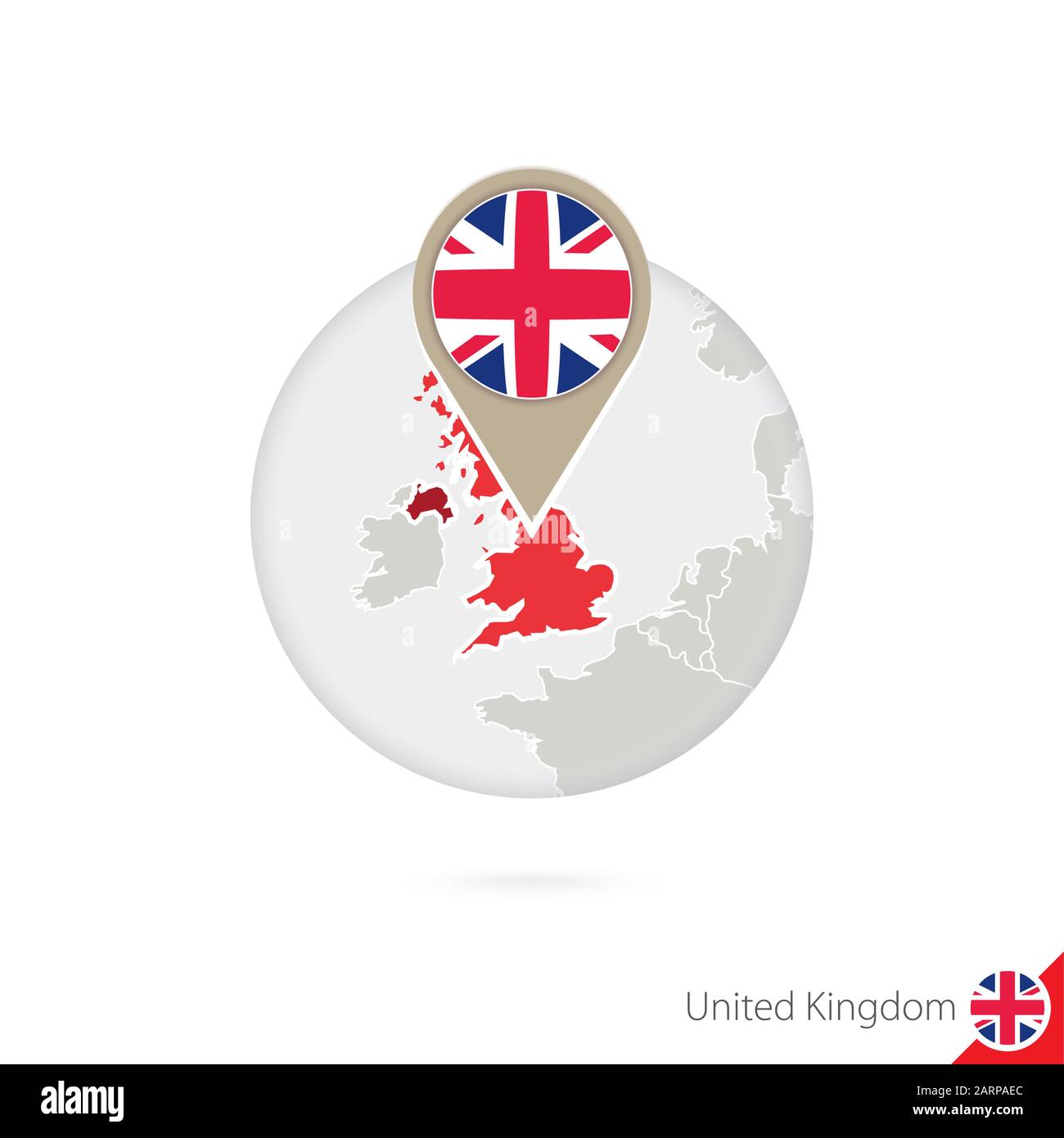 United Kingdom map and flag in circle. Map of United Kingdom, United ...
