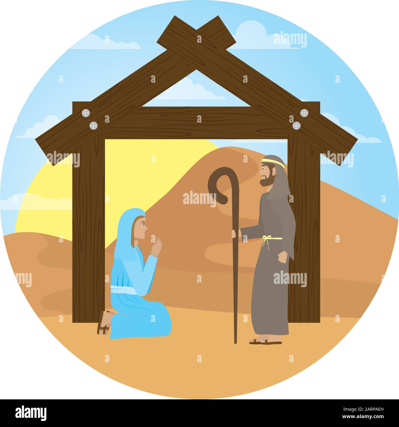cute mary virgin and saint joseph manger characters Stock Vector Image ...