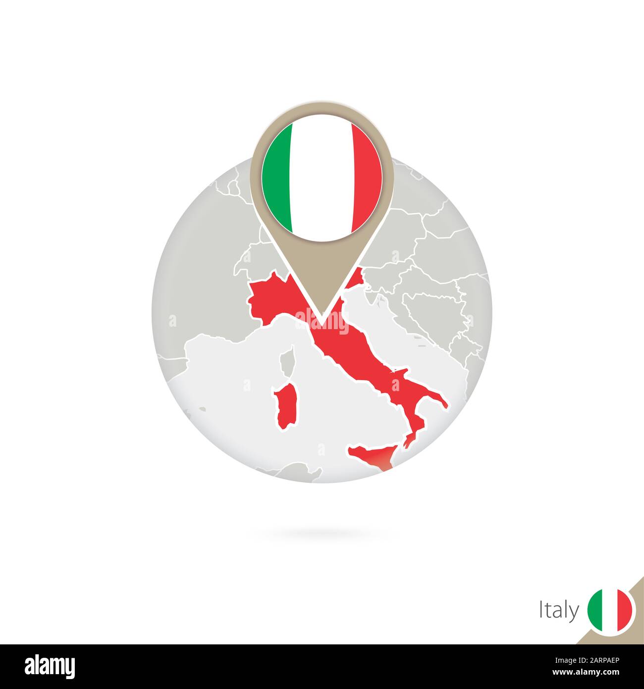 Italy map and flag in circle. Map of Italy, Italy flag pin. Map of ...
