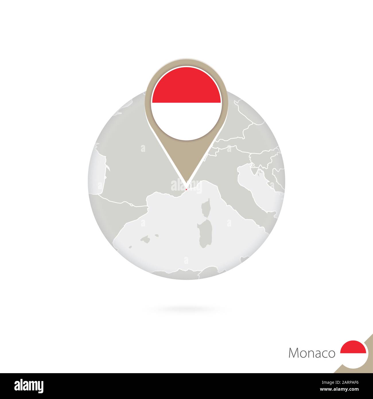 Monaco map and flag in circle. Map of Monaco, Monaco flag pin. Map of ...