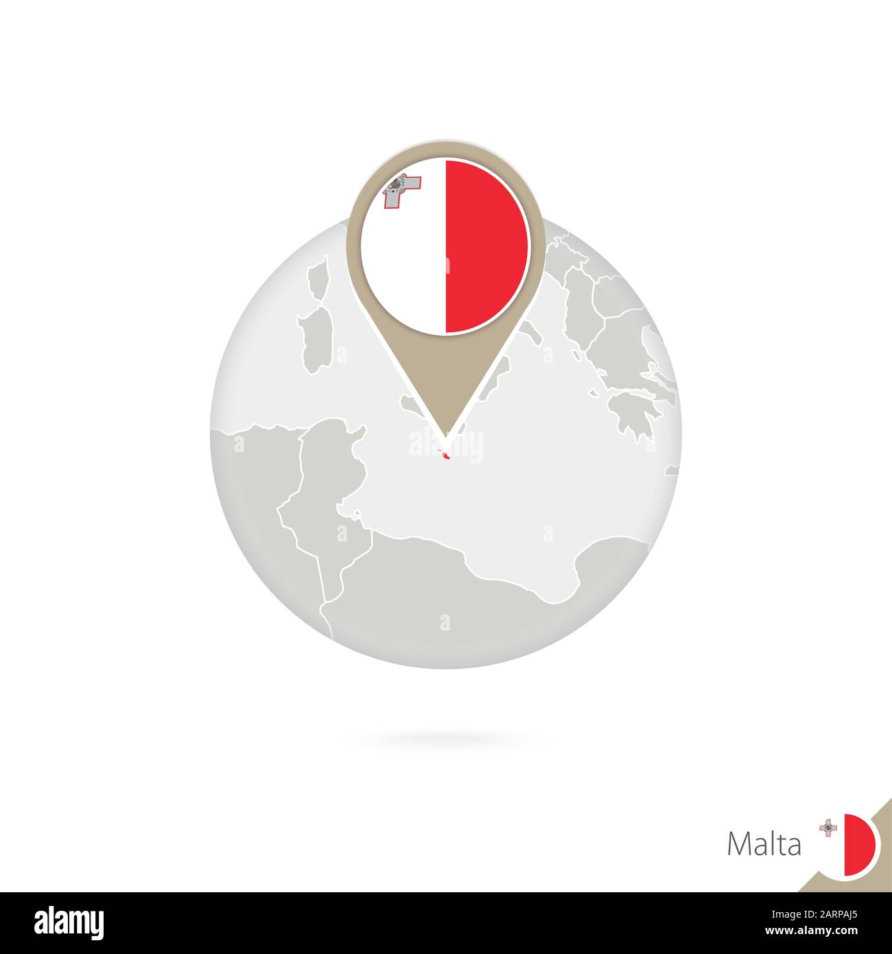 Malta map and flag in circle. Map of Malta, Malta flag pin. Map of ...