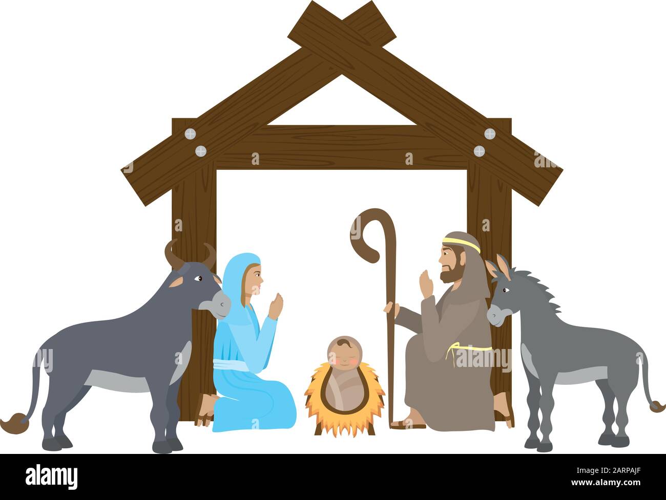 cute holy family and animals manger characters Stock Vector Image & Art ...