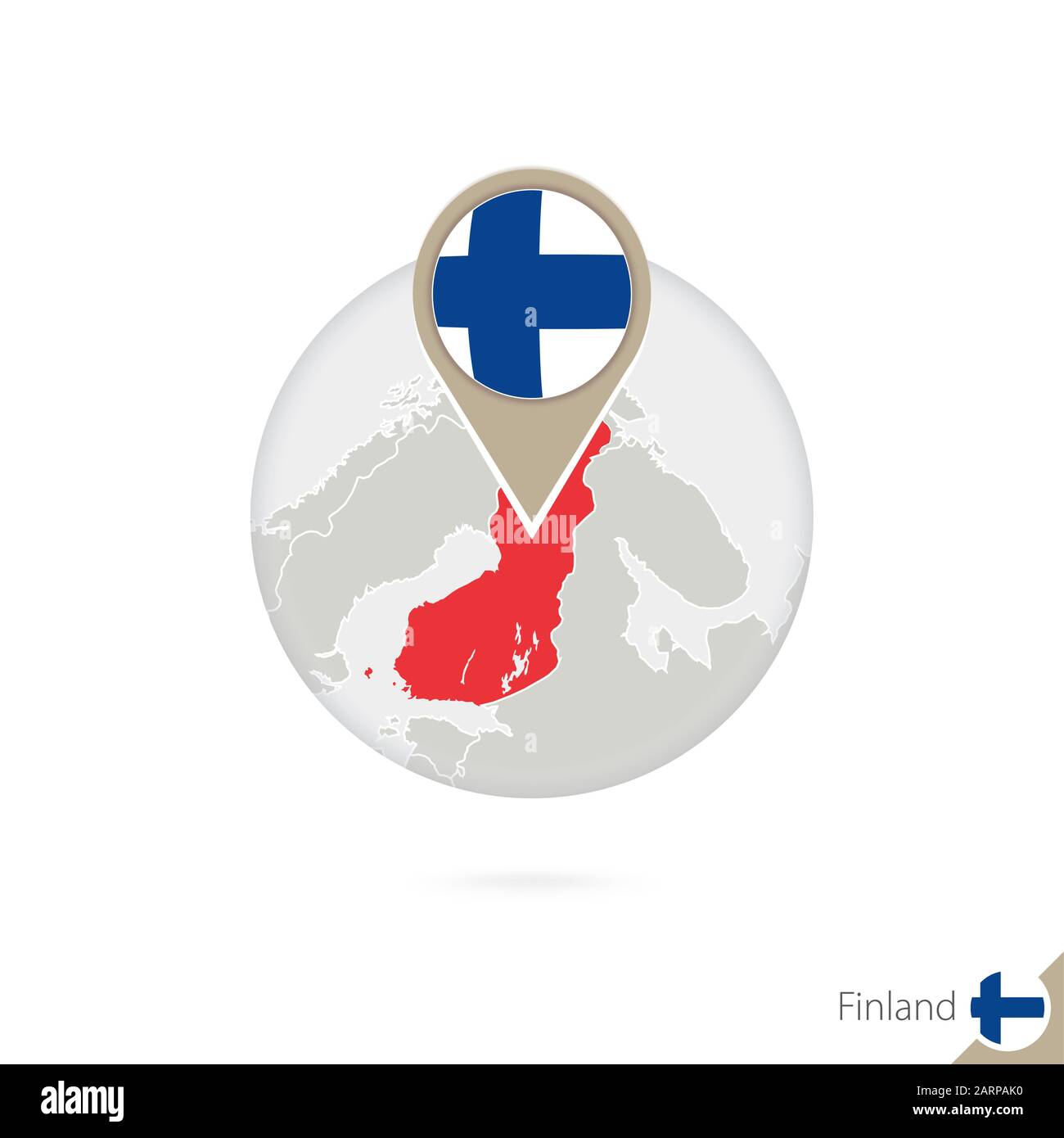 Finland map and flag in circle. Map of Finland, Finland flag pin. Map ...