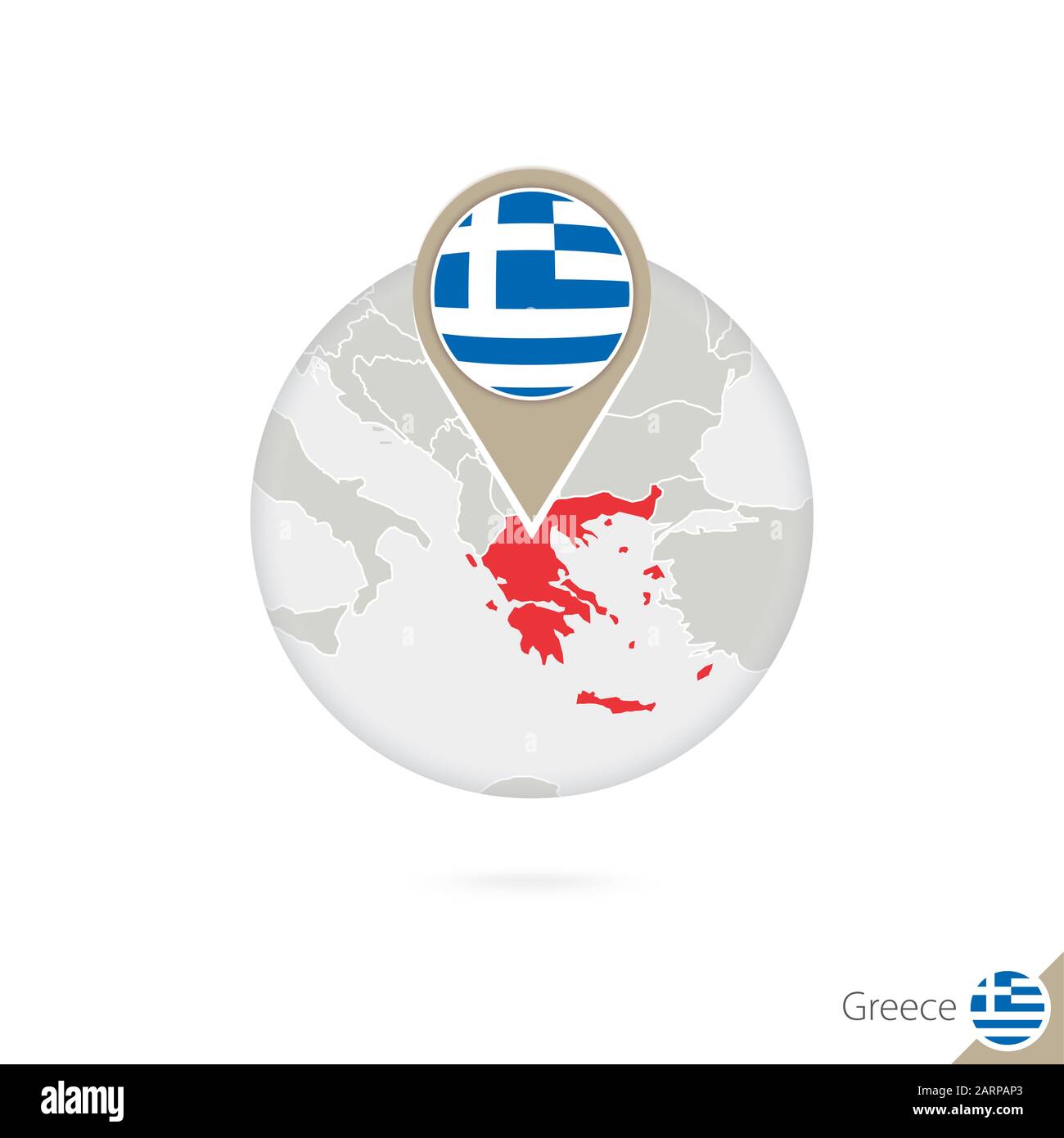 Greece map and flag in circle. Map of Greece, Greece flag pin. Map of ...