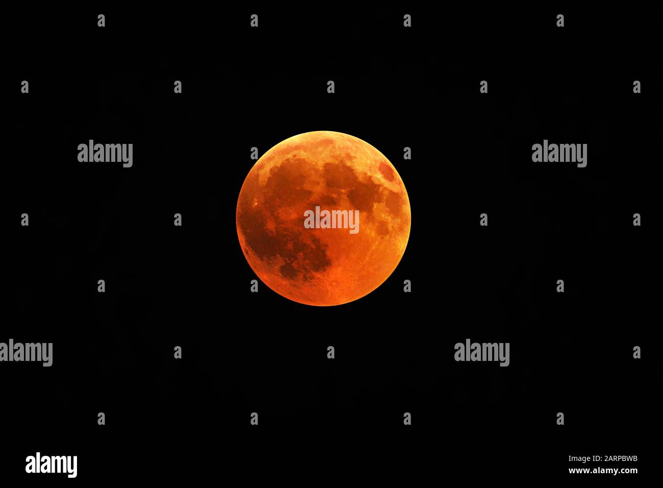 Beautiful shot of a red moon, total lunar eclipse with a black night ...