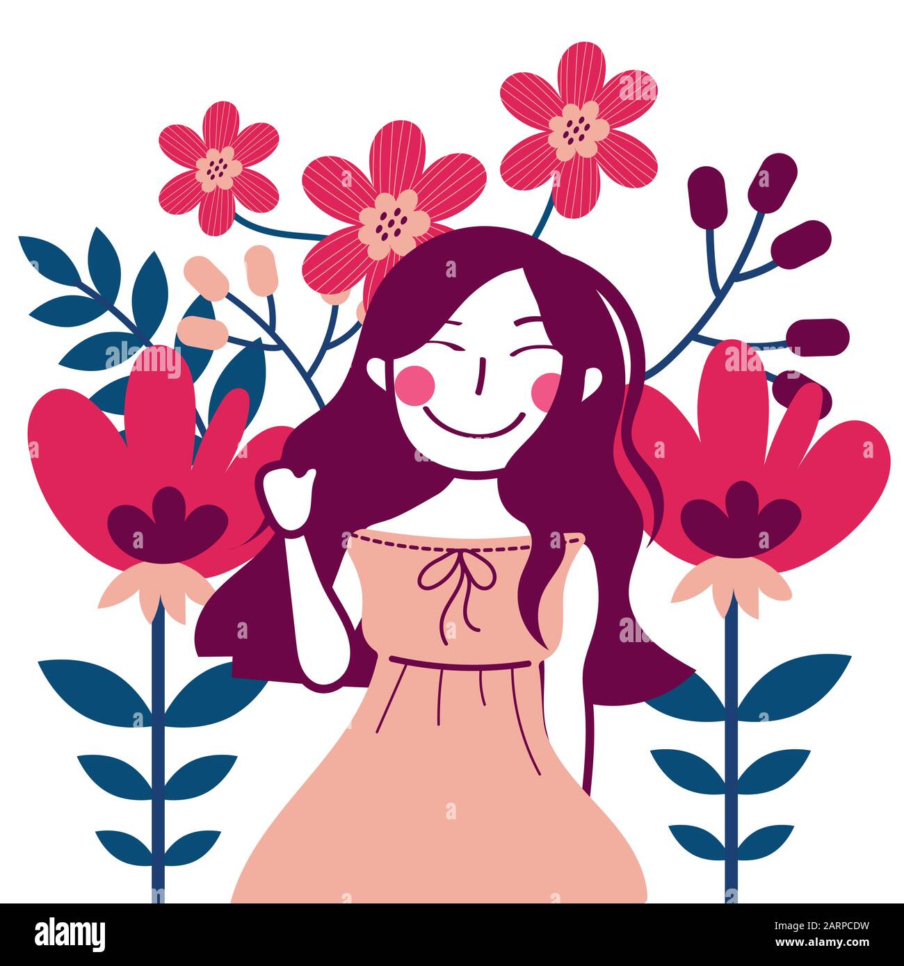 beautiful woman in the garden scene Stock Vector Image & Art - Alamy