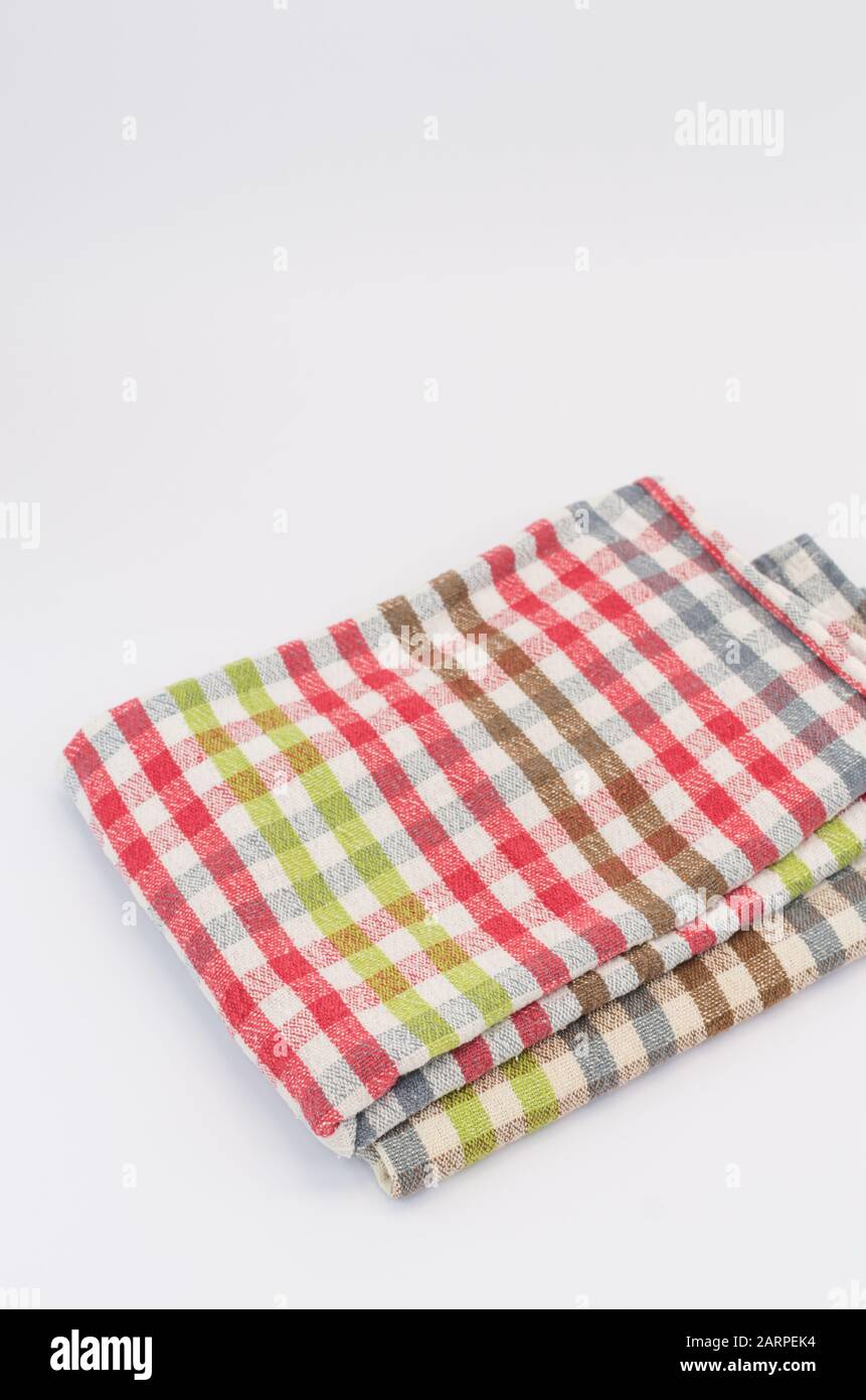 textile objects still life - towels on a white background Stock Photo ...