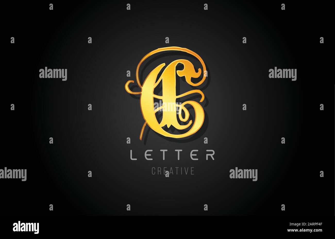 C gold golden letter alphabet design for logo company icon. Metal or ...