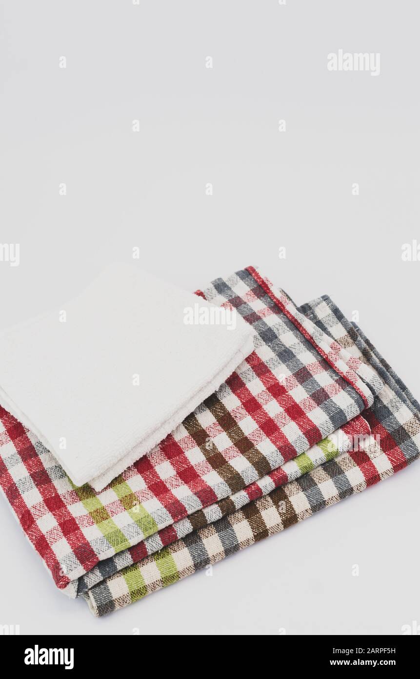 textile objects still life - towels on a white background Stock Photo ...