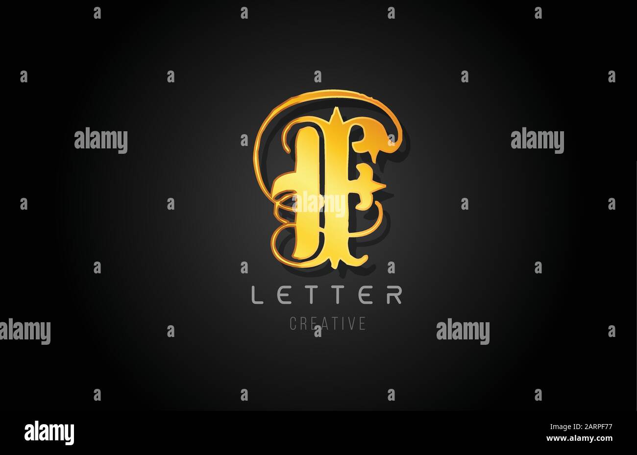F gold golden letter alphabet design for logo company icon. Metal or ...
