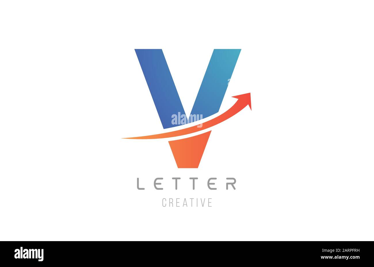 blue orange V letter alphabet icon design for company template ...