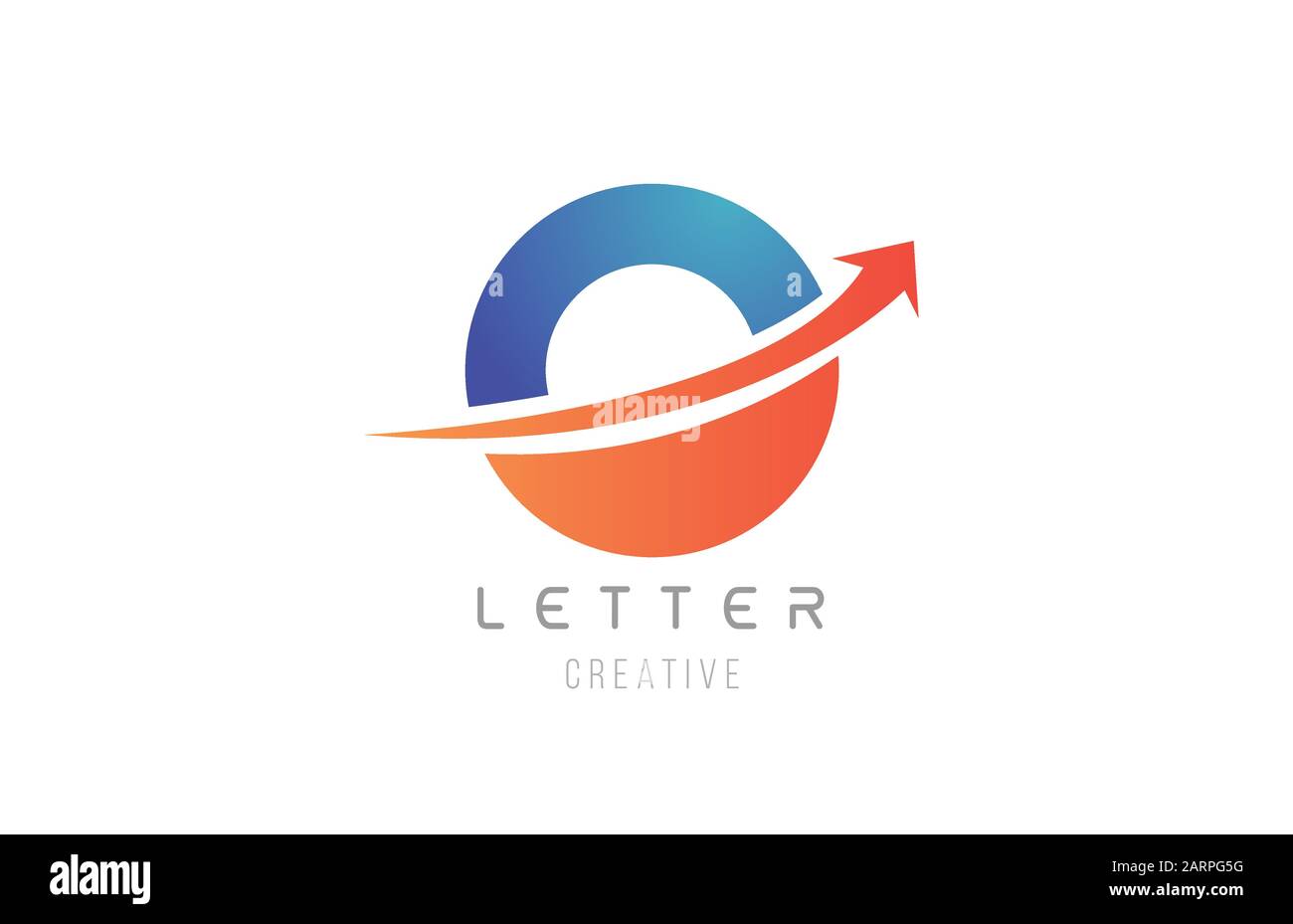 blue orange O letter alphabet icon design for company template ...