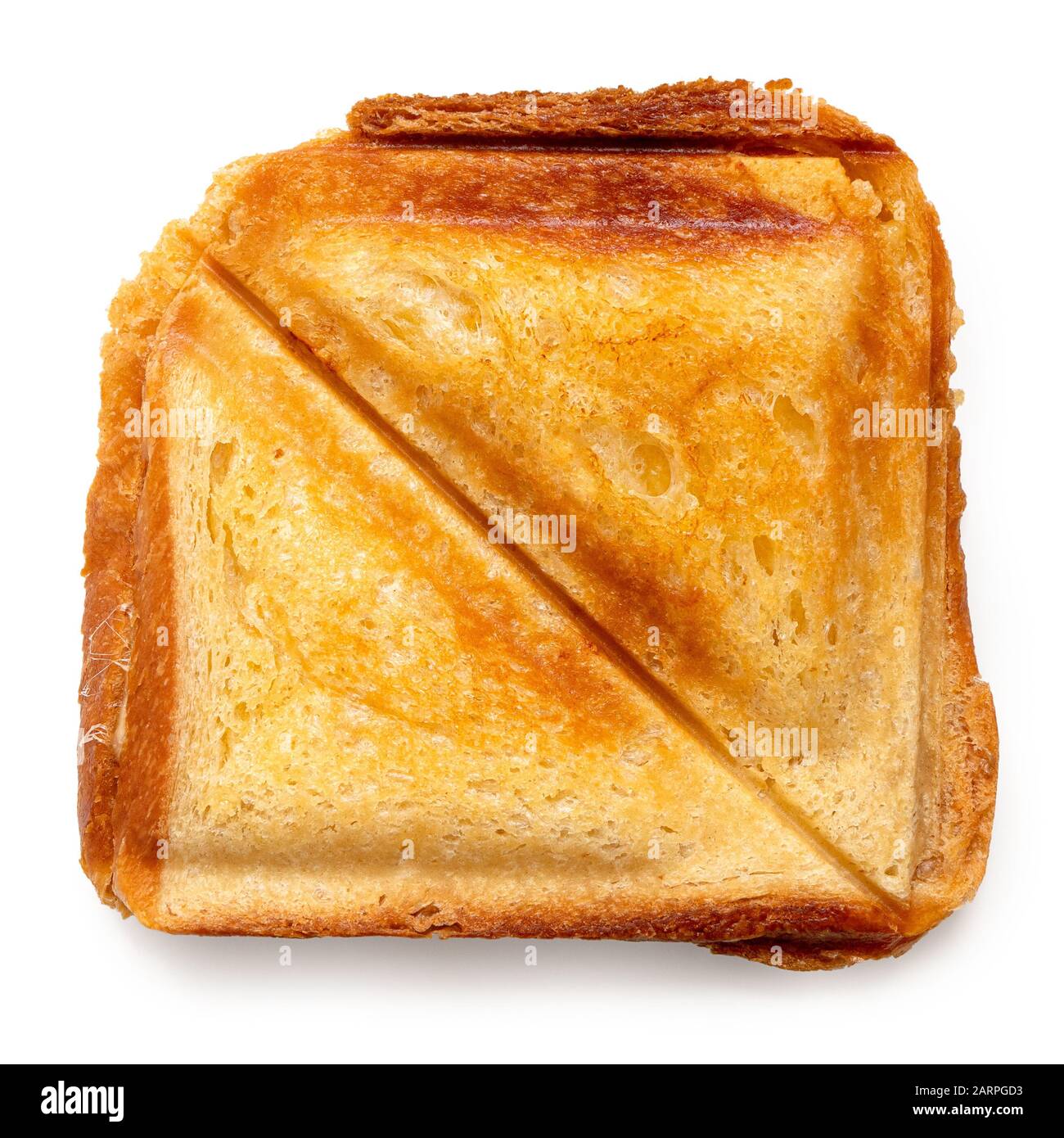 Toasted cheese sandwich from sandwich toaster isolated on white. Top ...