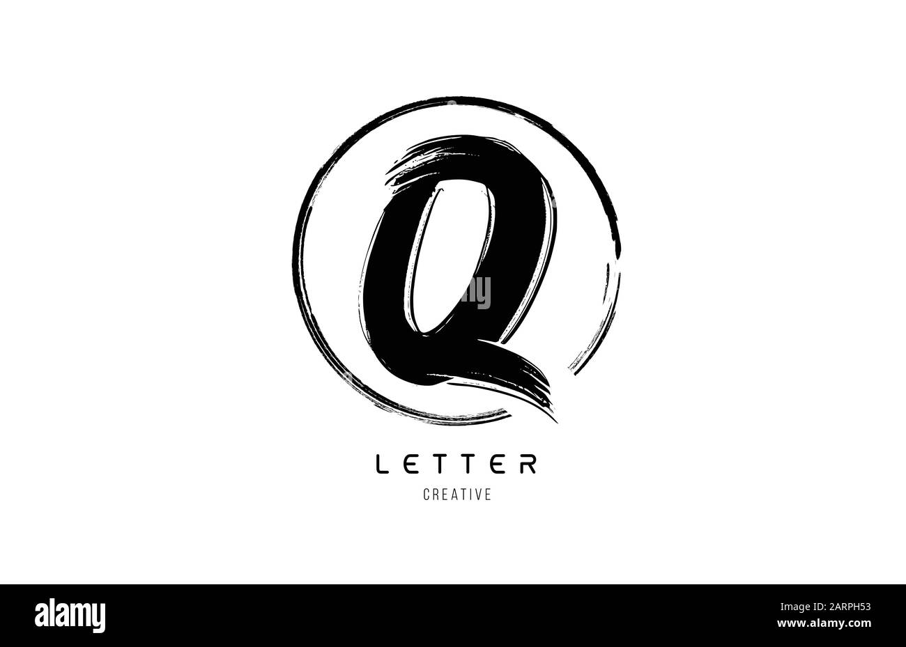 handwritten grunge Q brush stroke letter alphabet logo icon design ...