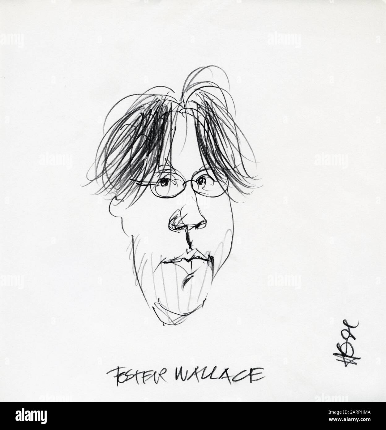 Pencildrawing of david Foster Wallace Stock Photo - Alamy