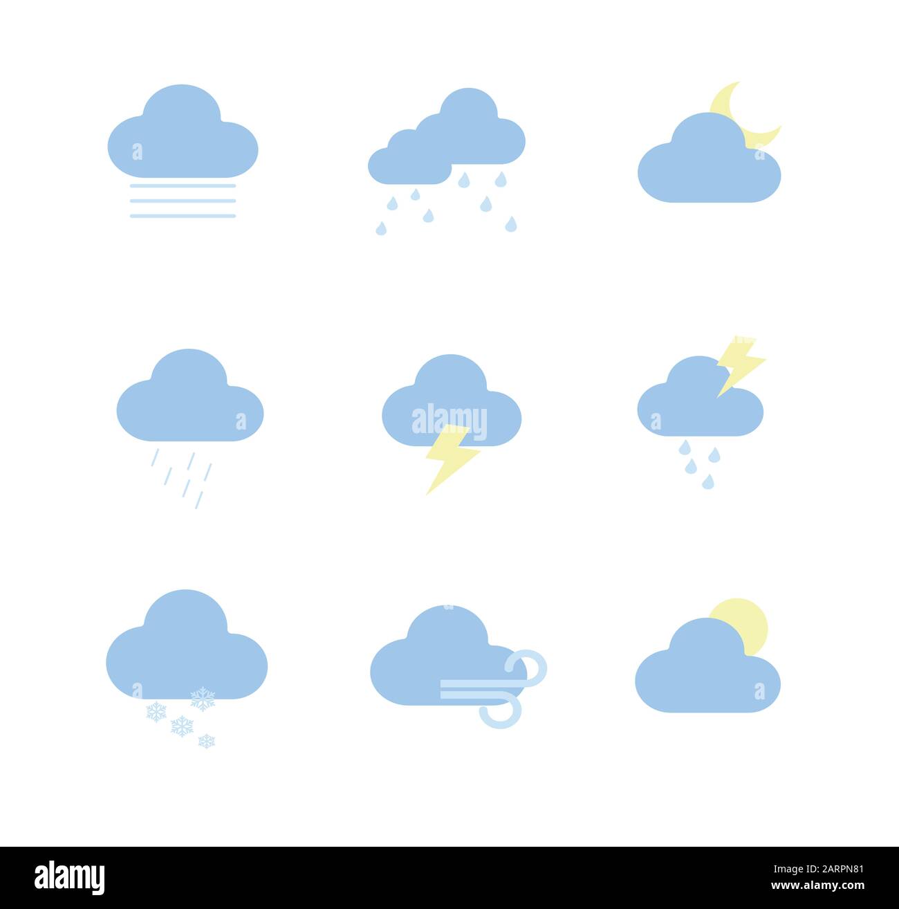 Collection of flat vector icons - weather forecast isolated Stock ...
