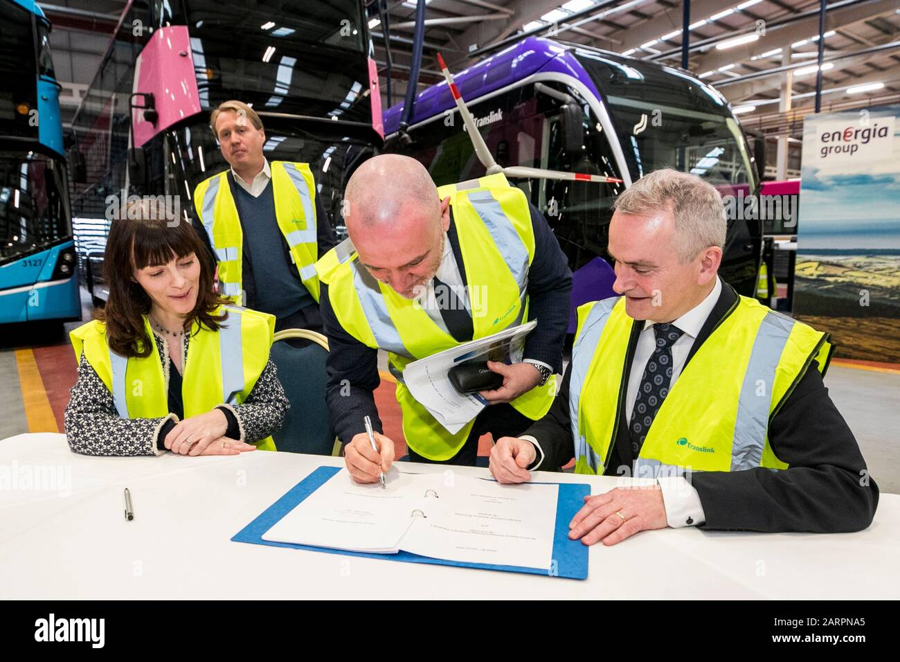 (left to right) Minister for Infrastructure Nichola Mallon, Wrightbus ...