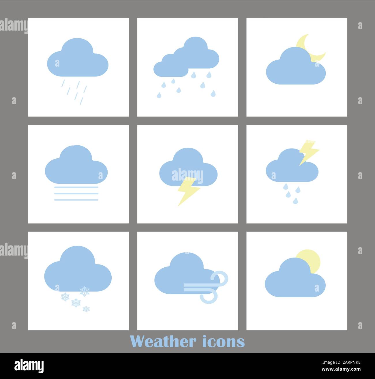Vector set of weather forecast icons with clouds Stock Vector Image ...