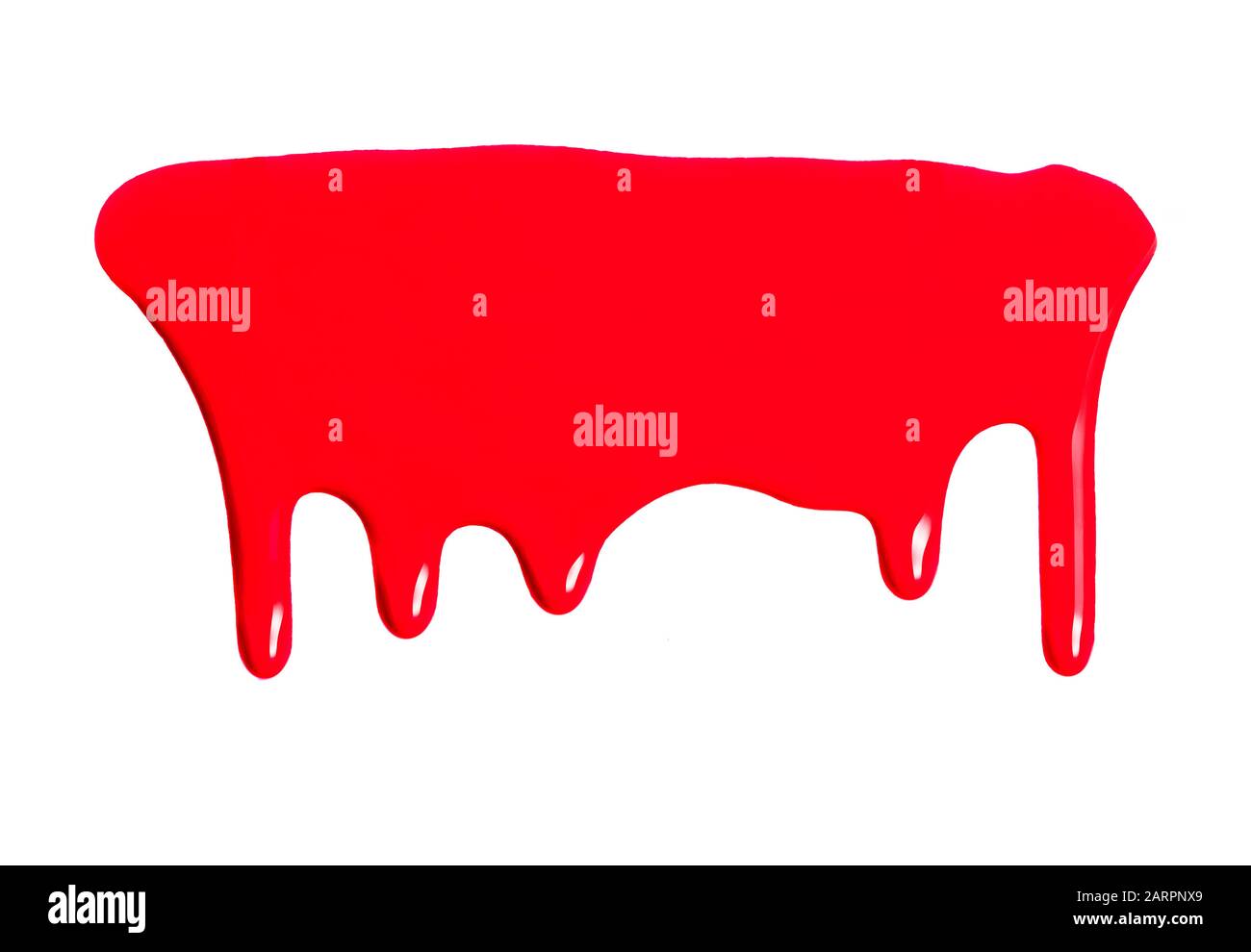 Red dripping paint against a white background Stock Photo - Alamy