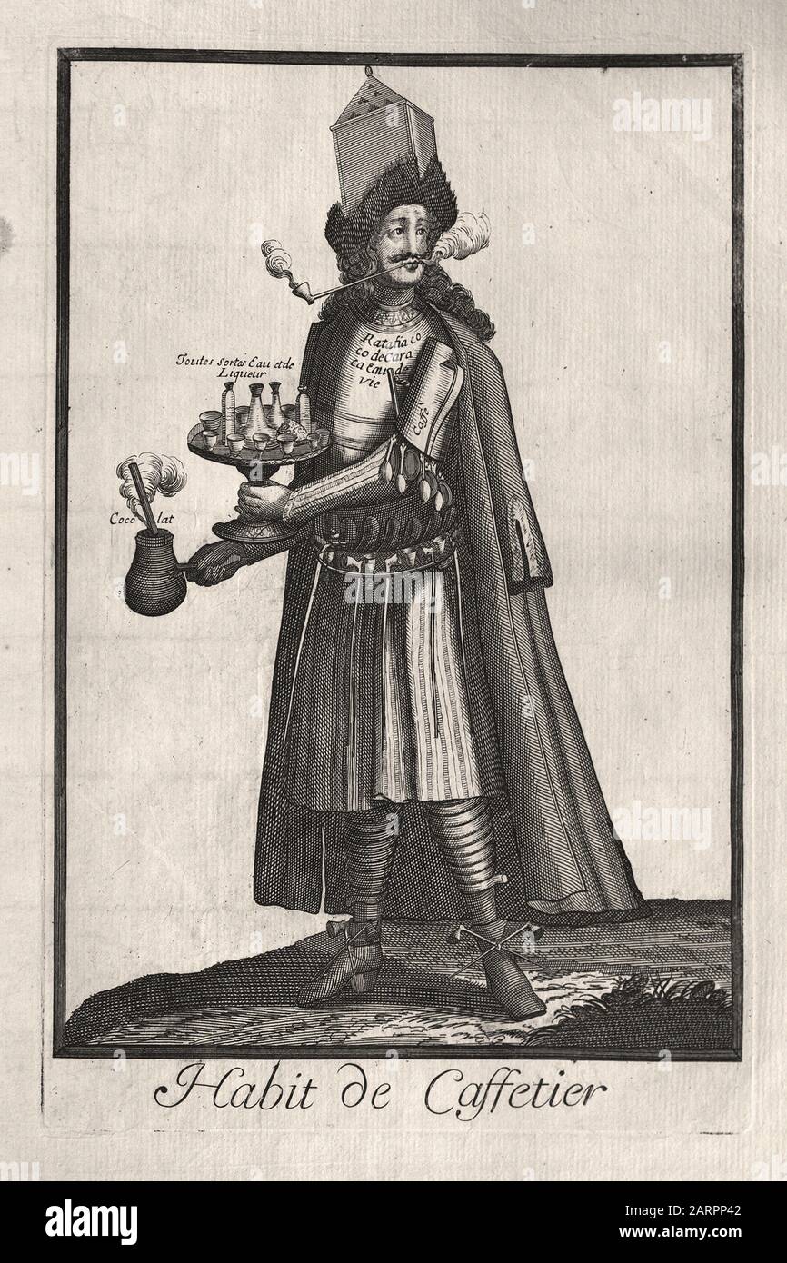 Dress of the Coffee Maker - French engraving late 17th century Stock ...