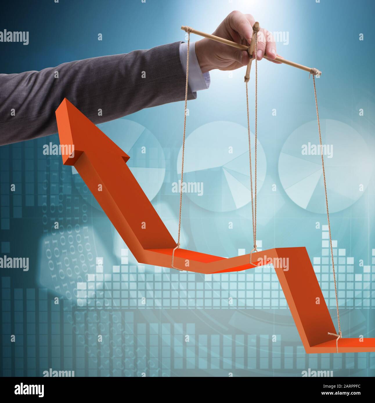 The hand supporting the growth chart line Stock Photo - Alamy