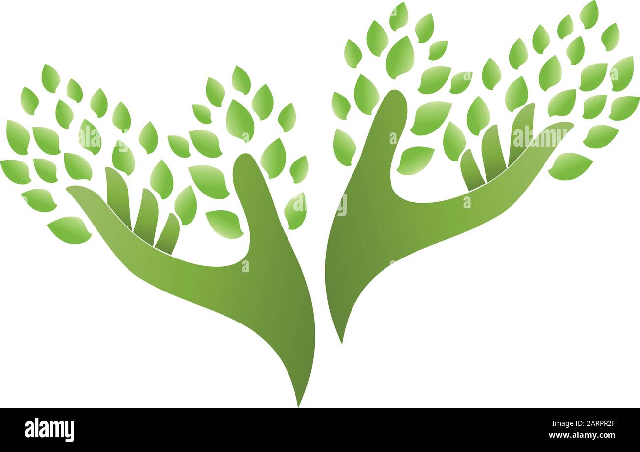 Hand, leaves, plant, organic, vegan, logo Stock Vector Image & Art - Alamy