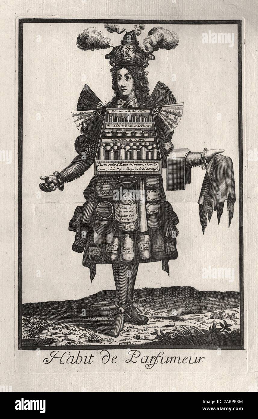 Dress of the Perfumer - French engraving late 17th century Stock Photo ...