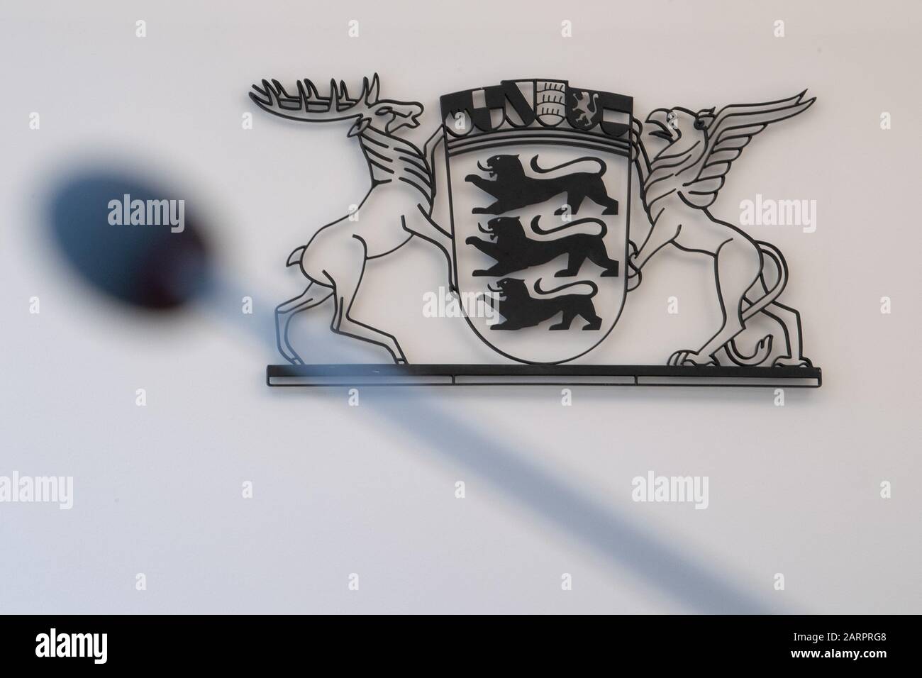 Stuttgart, Germany. 28th Jan, 2020. The large state coat of arms of ...