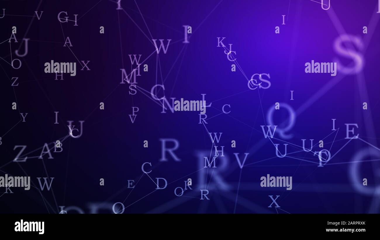 Abstract blue 3D letters background. 3d illustration Stock Photo - Alamy