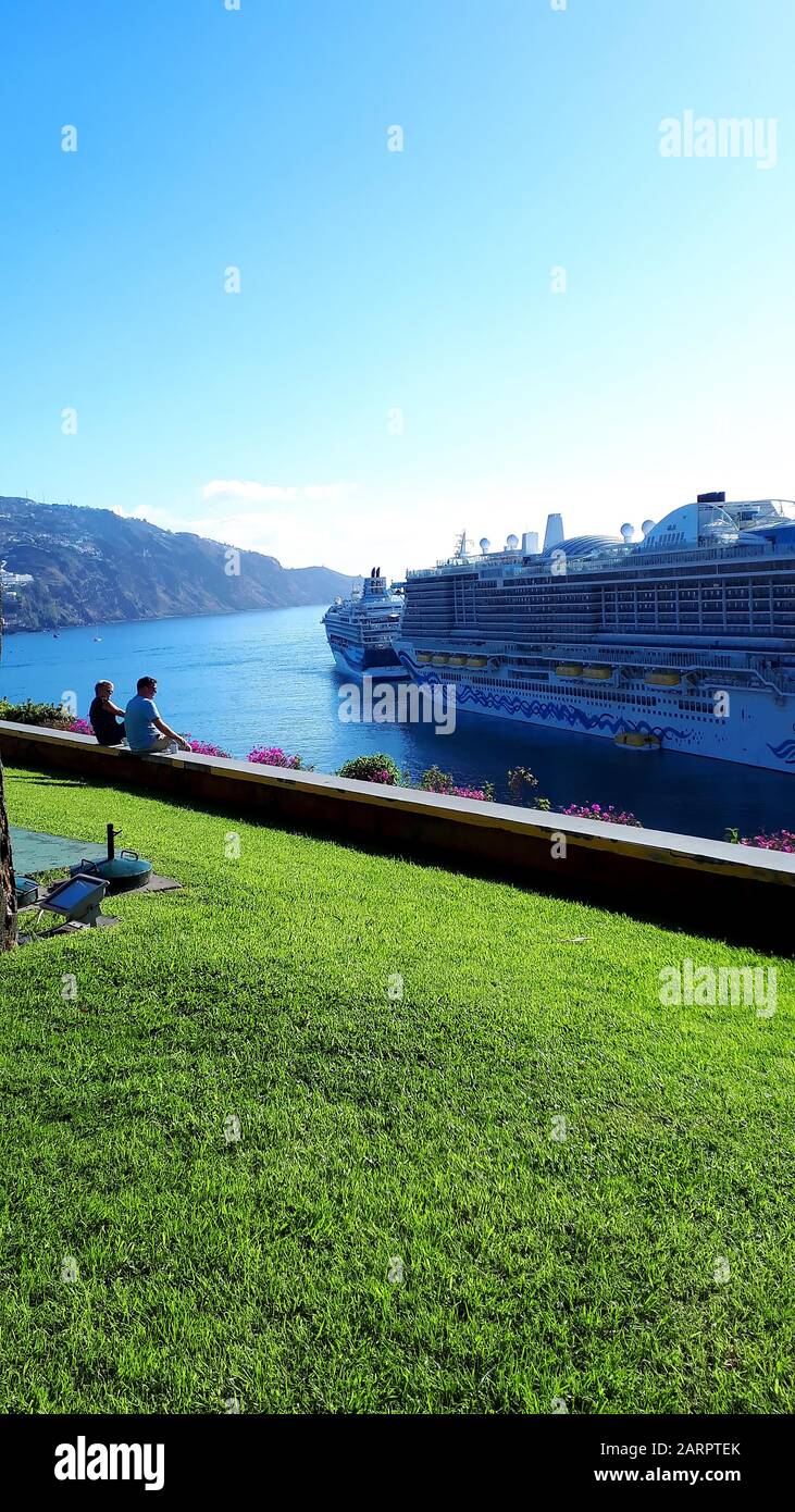 The Port where ferries and Cruise Liners Berth in Funchal Madeira ...