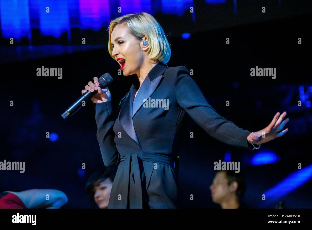 Famous Russian singer Polina Gagarina sings in front of participants in ...