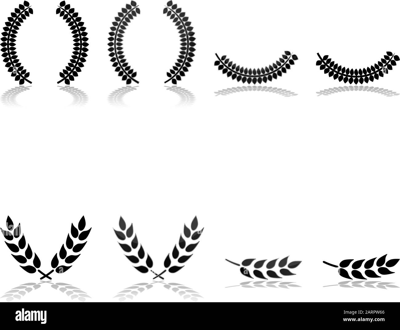 icon set showing laurels arranged in different patterns and with ...