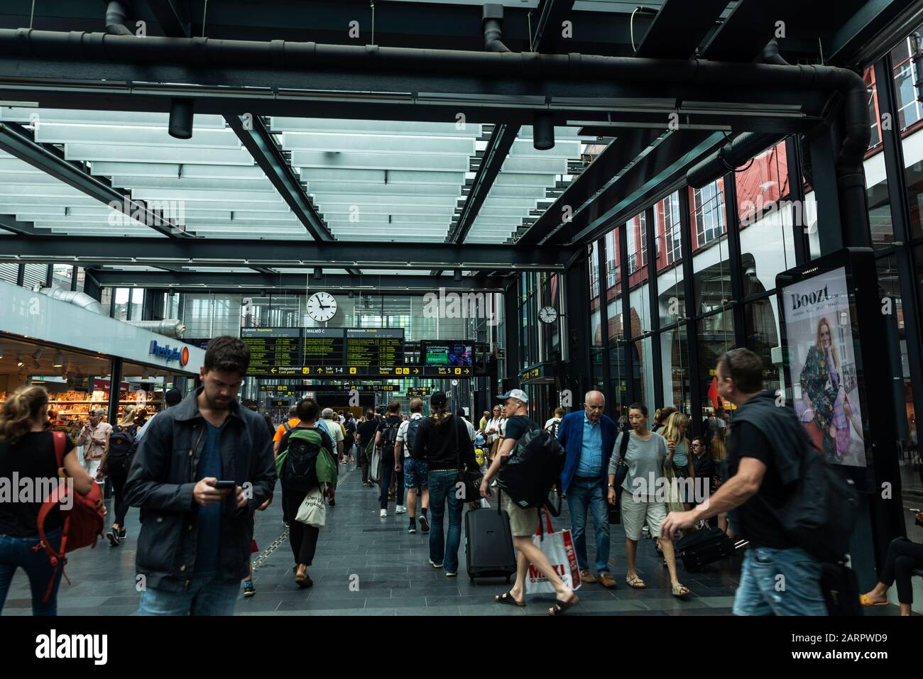 Malmo, Sweden - August 30, 2019: People walking inside the Central ...