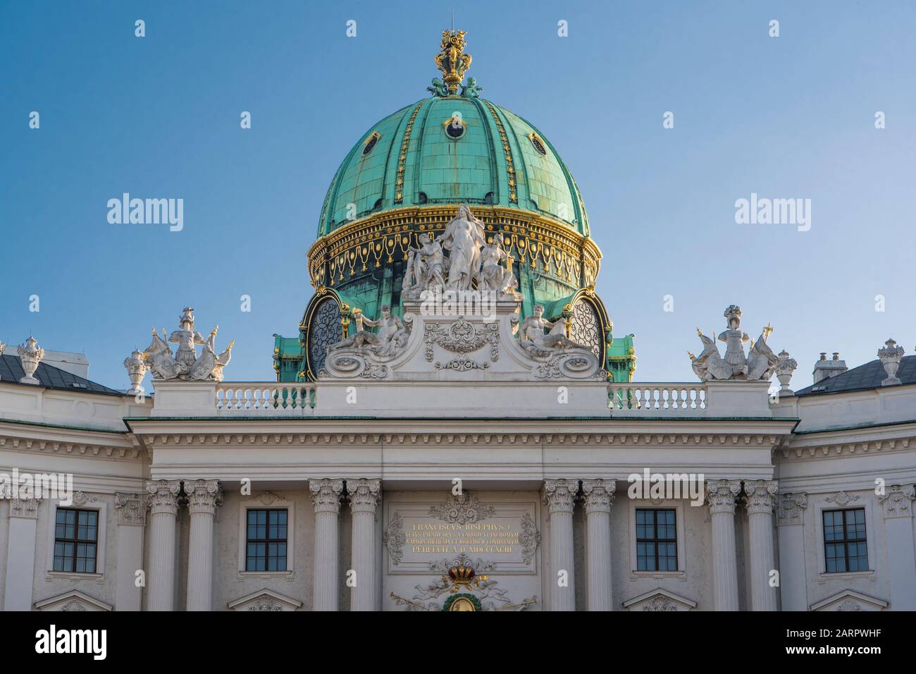 Vienna, Austria - June 4, 2019; Dome of the Michaelertor, the gate on ...