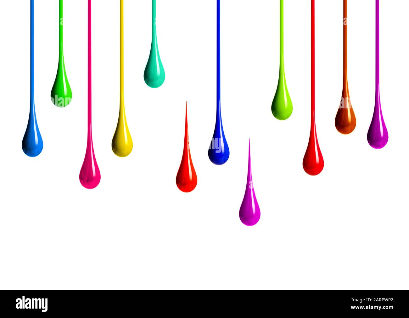 colored paint drips on white background Stock Photo - Alamy