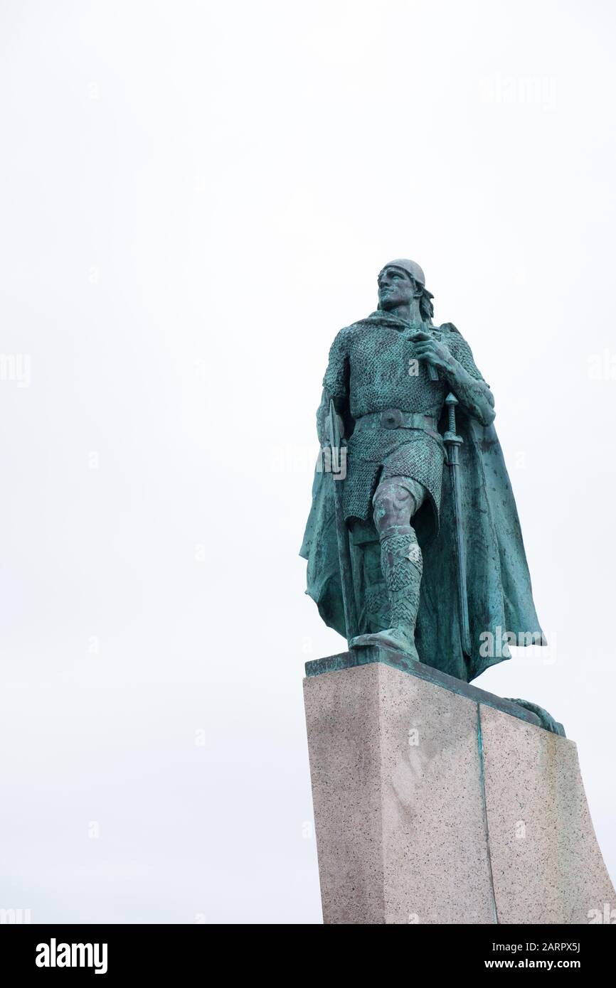 A majestic statue of Leif Erikson in Reykjavik, Iceland Stock Photo - Alamy