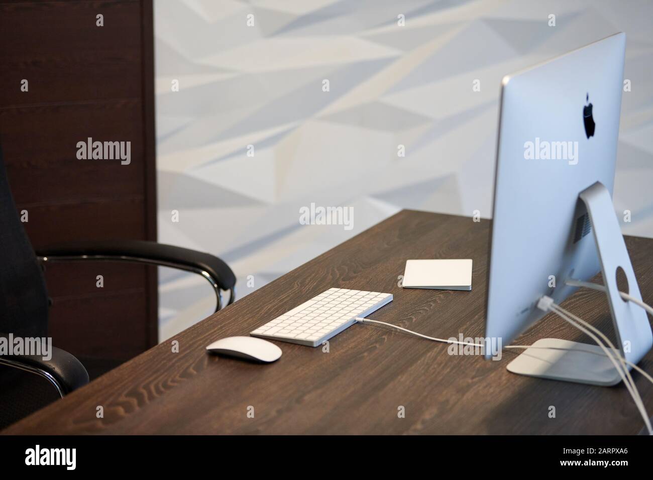 Modern workplace with Apple iMac computer. Office work place for ...