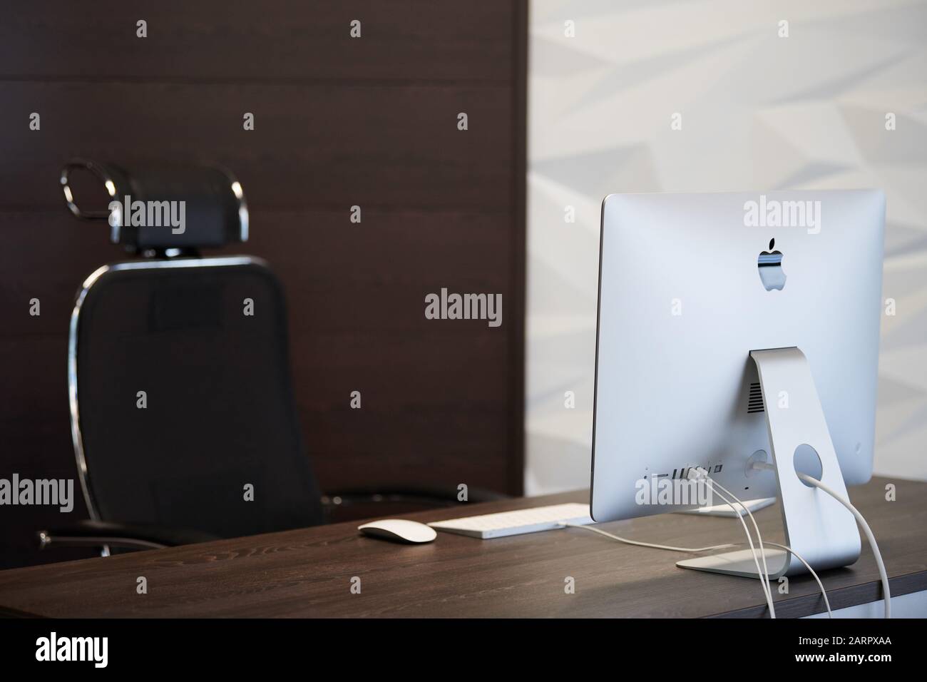 Modern workplace with Apple iMac computer. Office work place for ...