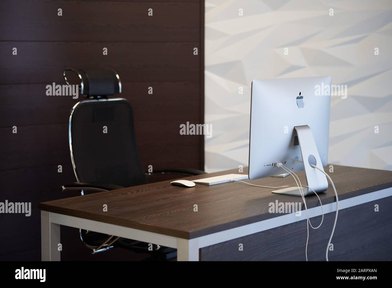 Modern workplace with Apple iMac computer. Office work place for ...