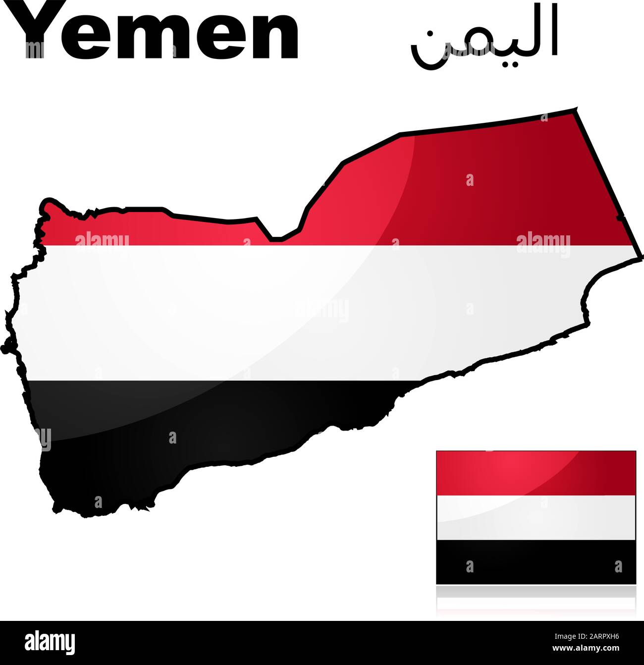 Concept illustration showing the flag and map of Yemen Stock Vector ...