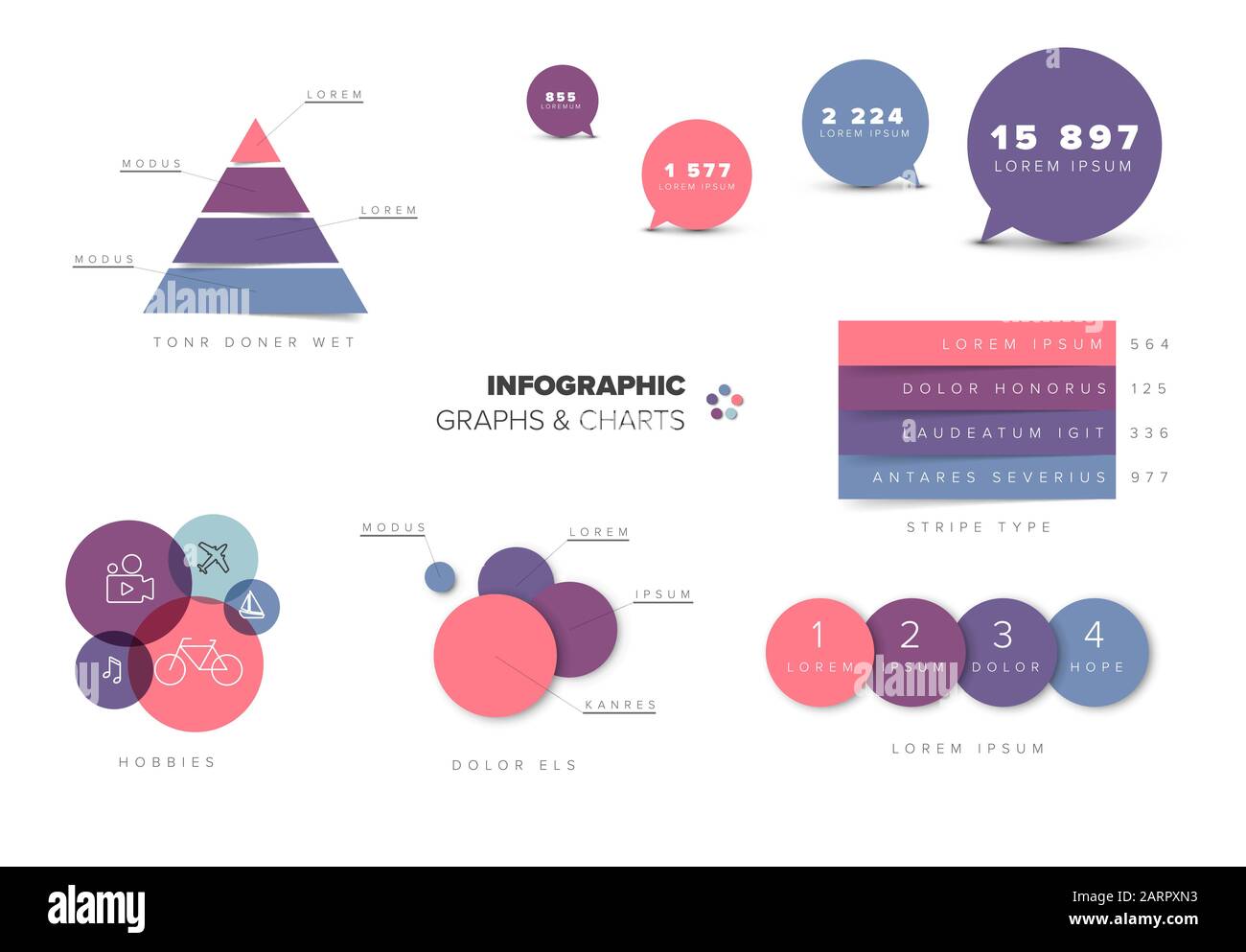 Set of vector flat design infographics statistics charts and graphs ...
