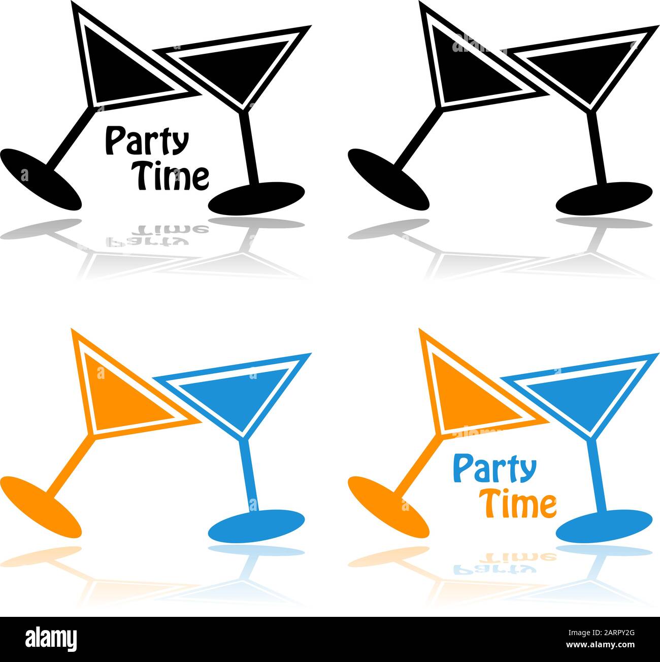 Concept illustration showing a couple of cocktail drinks combined with ...