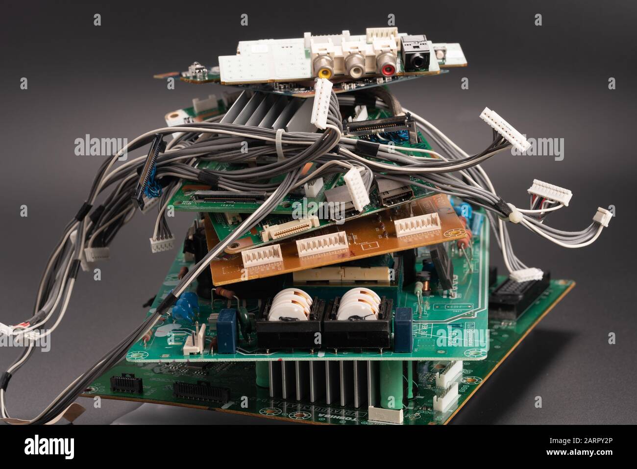 electronic PCB garbage as background from recycle industry and old ...