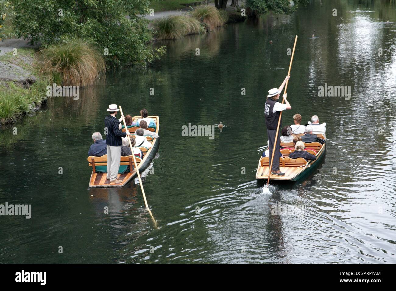 two punts on the river Avon in Christchurch New Zealand Stock Photo - Alamy
