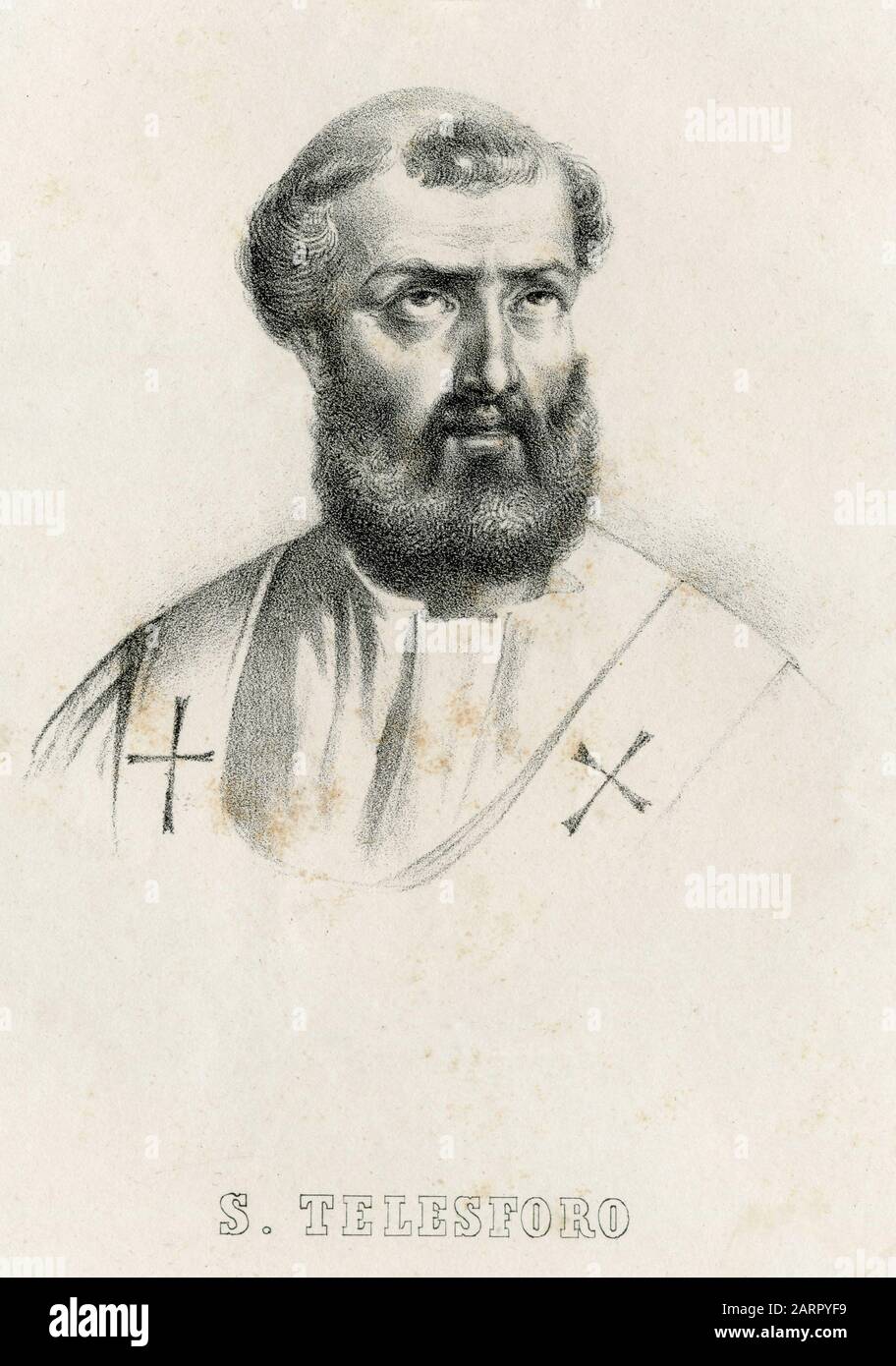 Portrait of Pope Saint Telesphorus, lithograph 1850s Stock Photo - Alamy