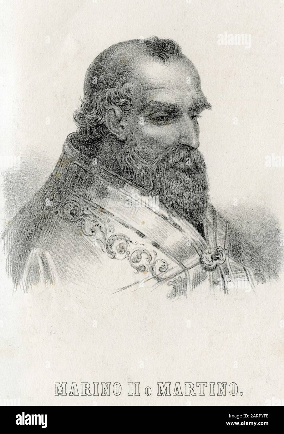 Portrait of Pope Marinus II or Martin, lithograph 1850s Stock Photo - Alamy