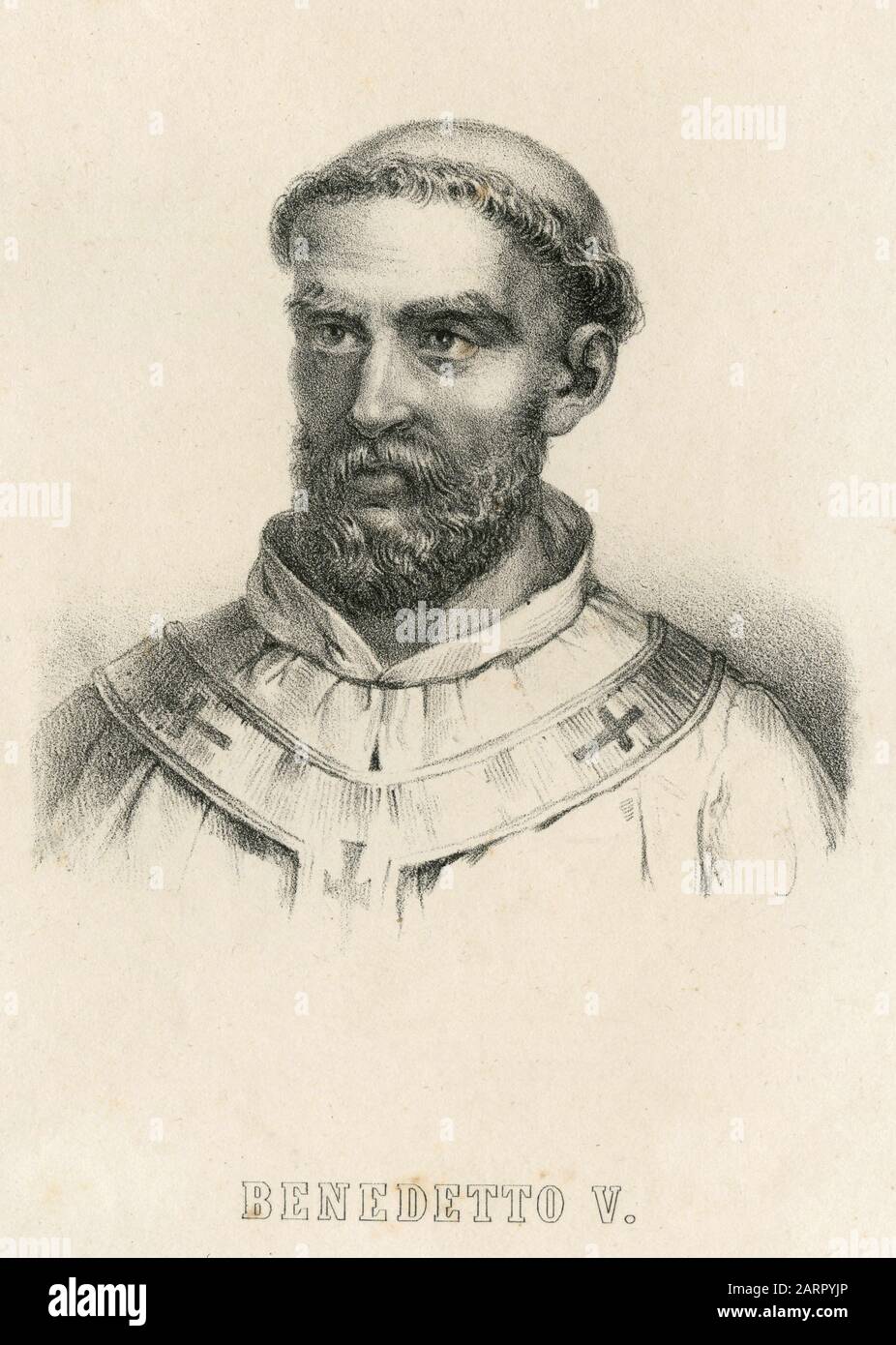Portrait of Pope Benedict V, lithograph 1850s Stock Photo - Alamy