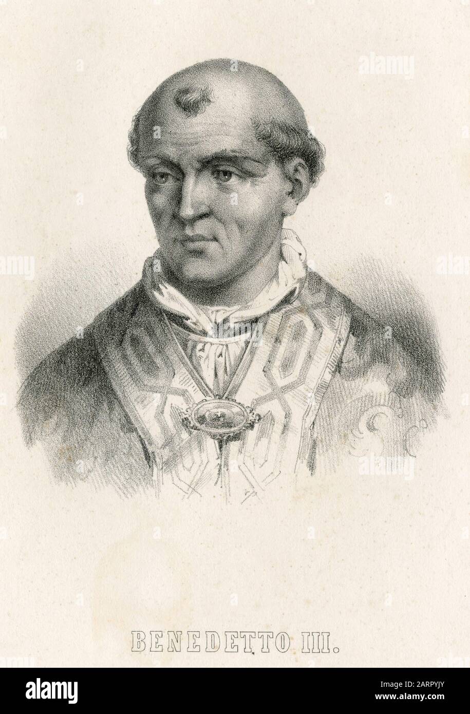 Portrait of Pope Benedict III, lithograph 1850s Stock Photo - Alamy