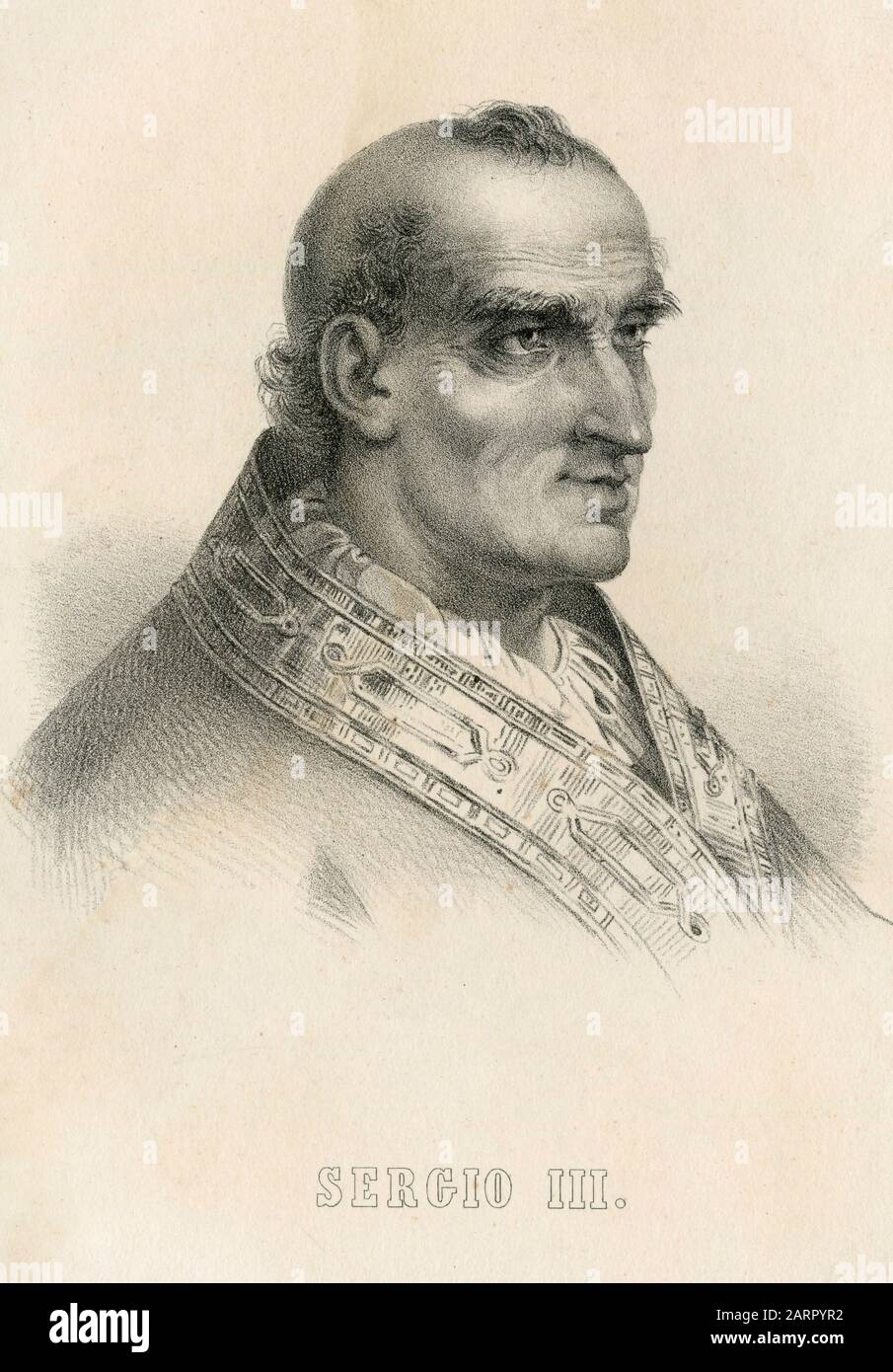 Portrait of Pope Sergius III, lithograph 1850s Stock Photo - Alamy