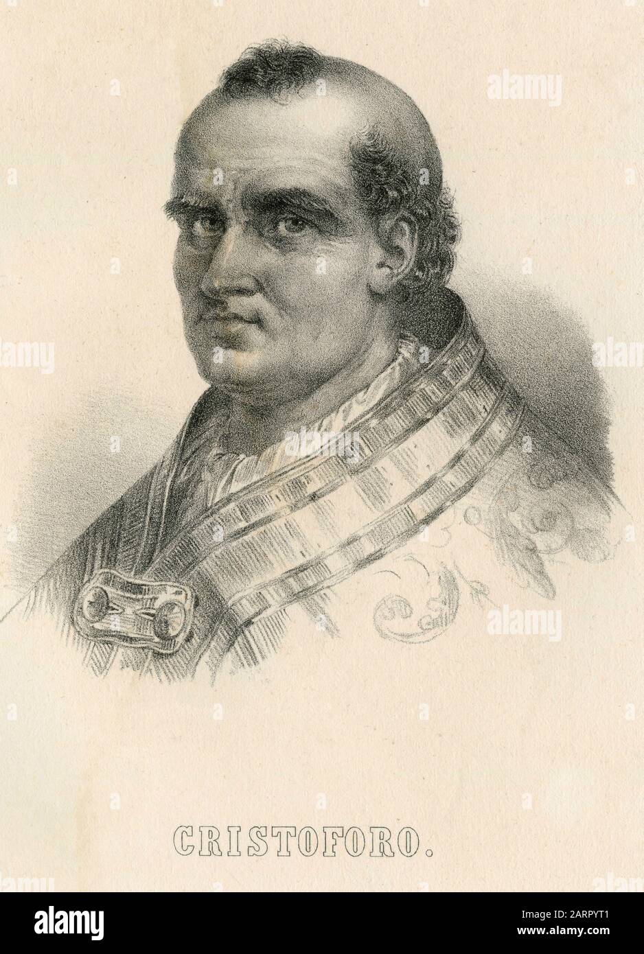 Portrait of Pope Christopher, lithograph 1850s Stock Photo - Alamy